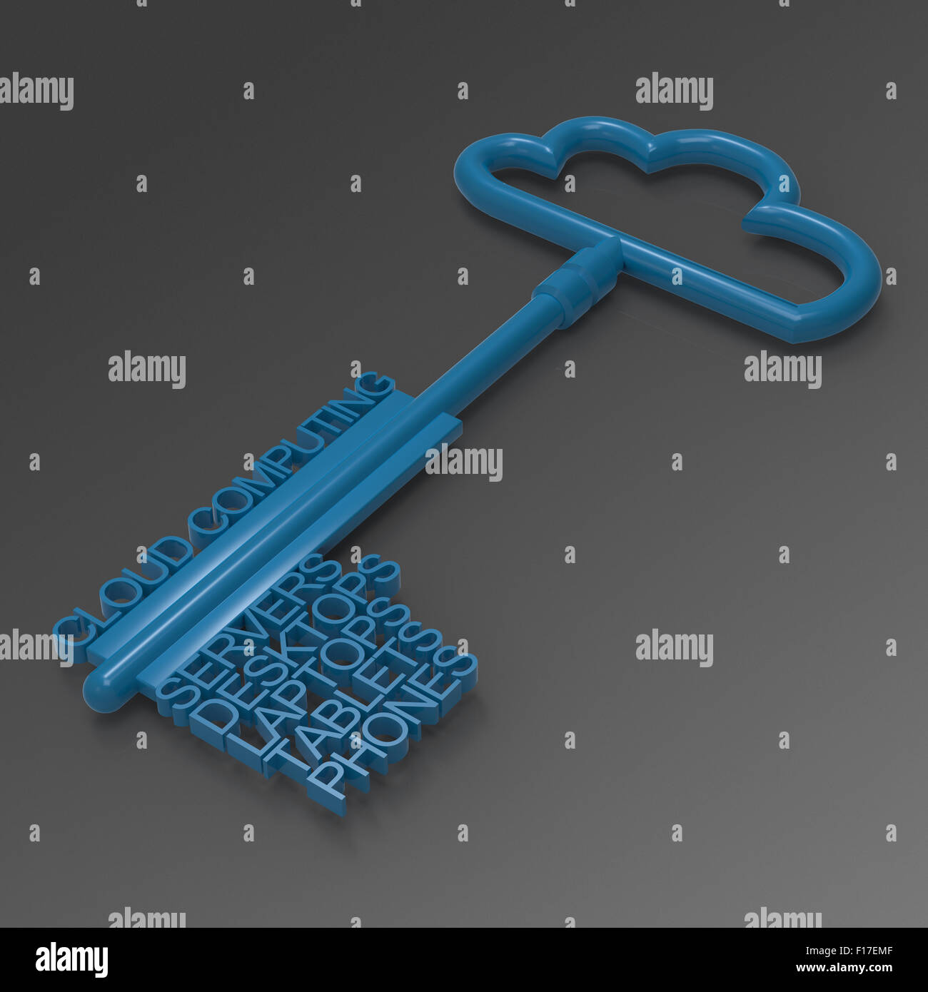 Cloud computing diagram with metallic cloud and the key as concept ...