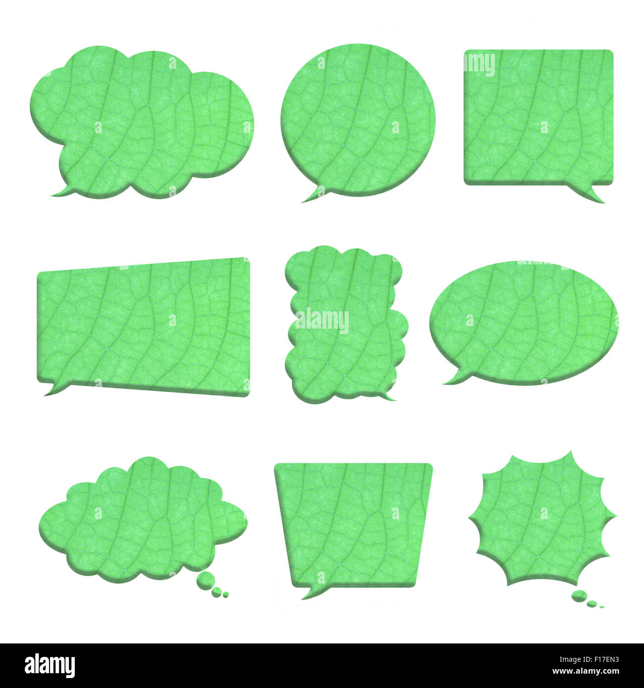 green leaf in bubble speech shape isolated on white background Stock ...