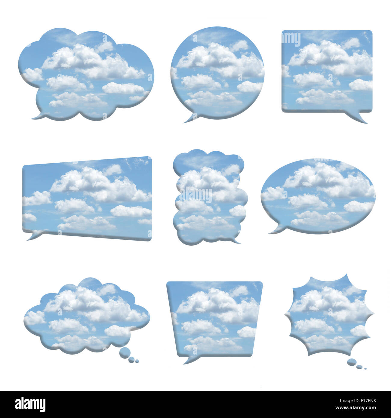 beautiful sky in bubble speech shape isolated on white background Stock ...