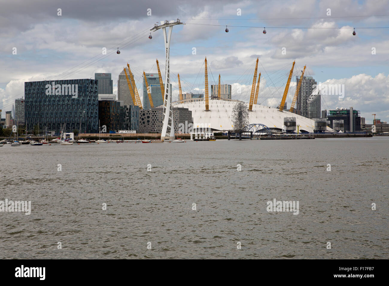 The 02 arena taken from a boat on the River Thames in London Stock ...