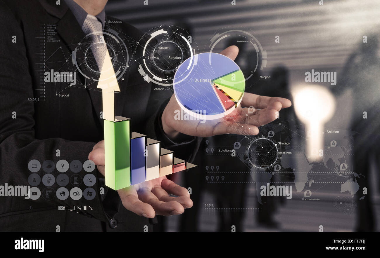 businessman hand working with new modern computer and business strategy ...