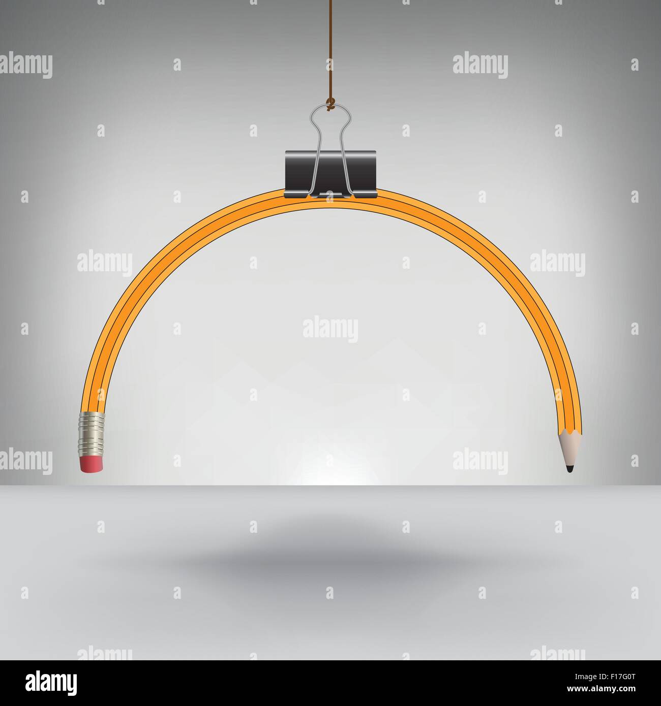 Drooping Pencil Hung by a Binder Clip for Print or Web Stock Vector ...