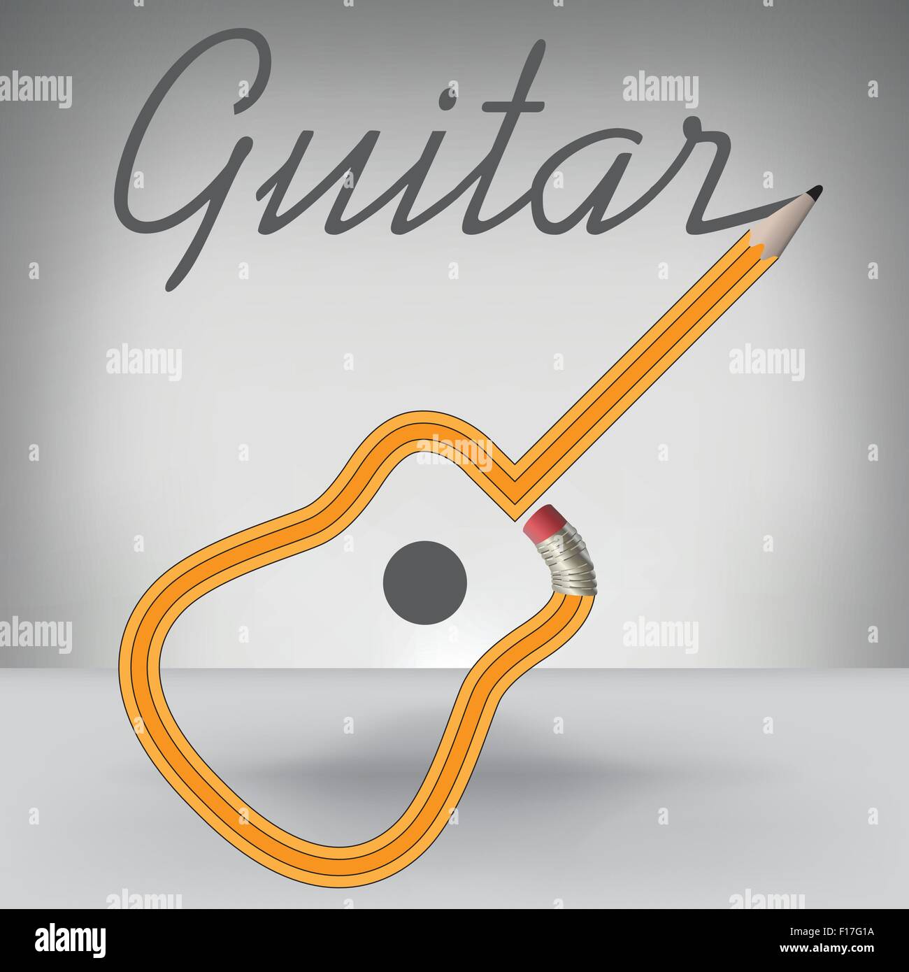 A Guitar Pencil Writes its Own Name for Print or Web Stock Vector Image ...