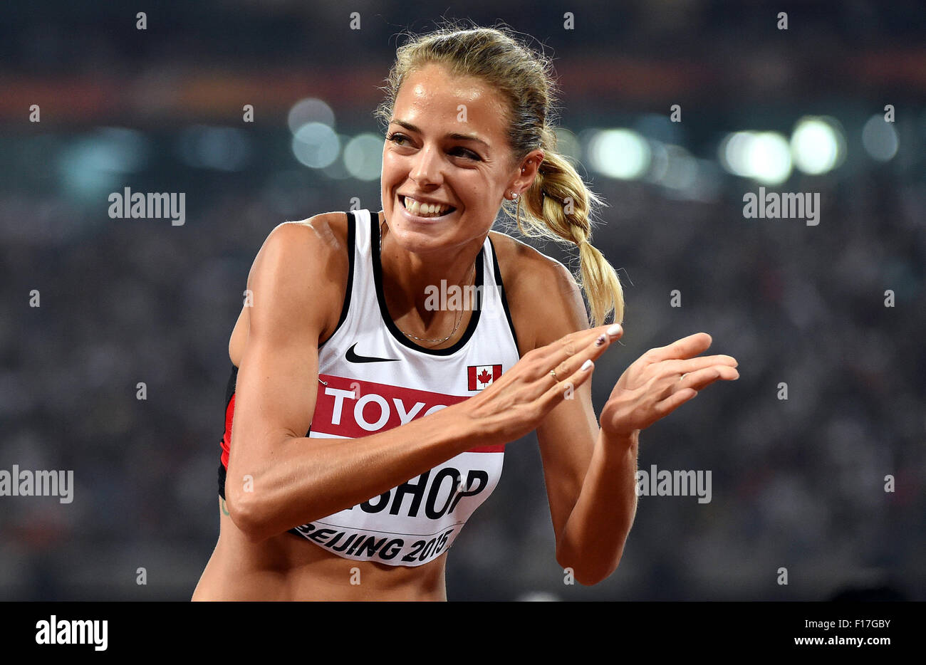 Beijing, China. 29th Aug, 2015. Canada's Melissa Bishop celebrates ...