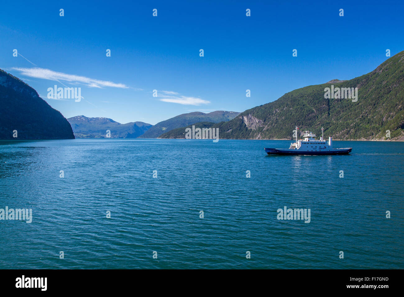 Looking across fjord at Eidsdal, Norway Stock Photo - Alamy