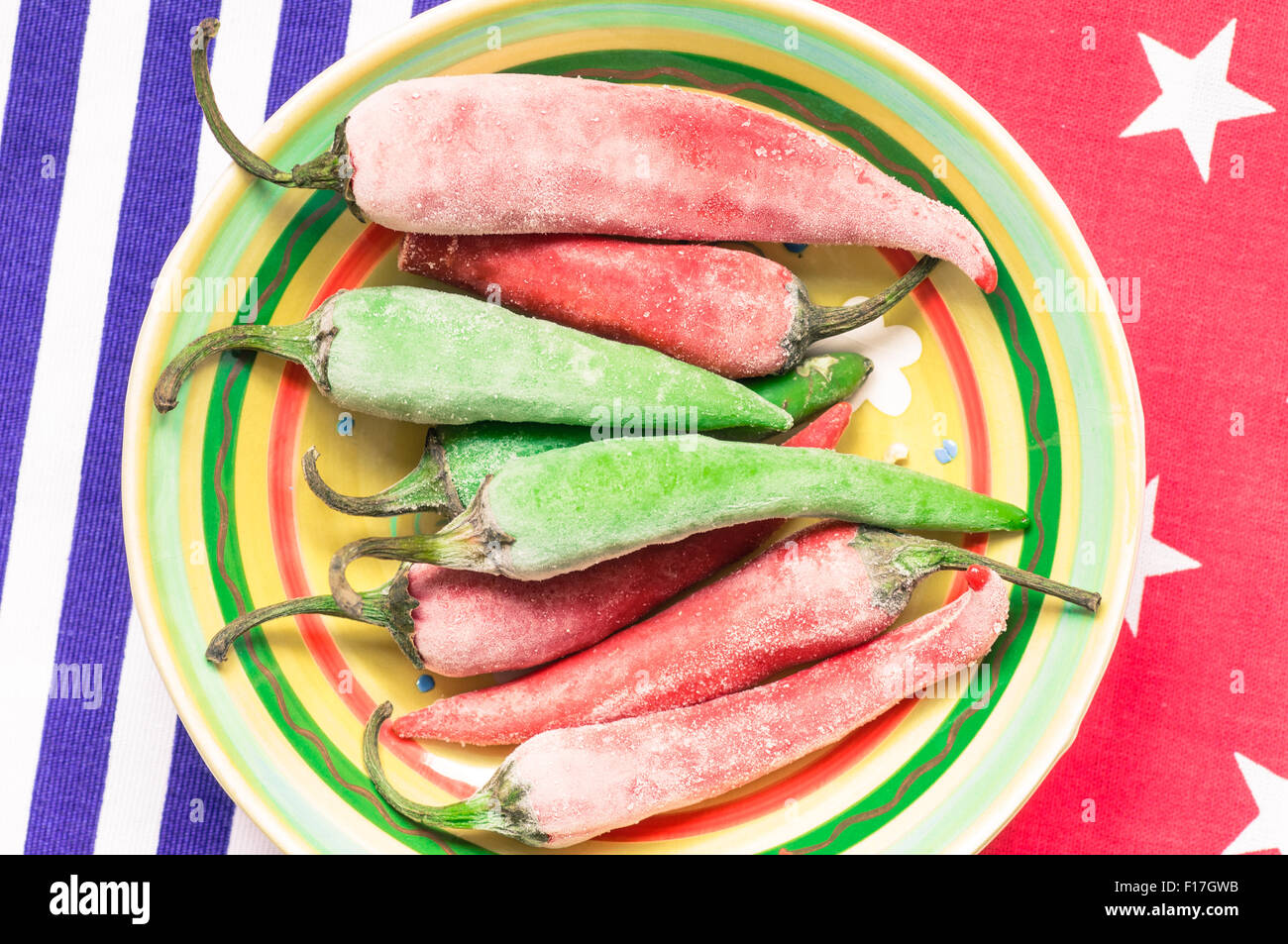 Frozen chilis concept of Mexican-American cuisine top view Stock Photo ...