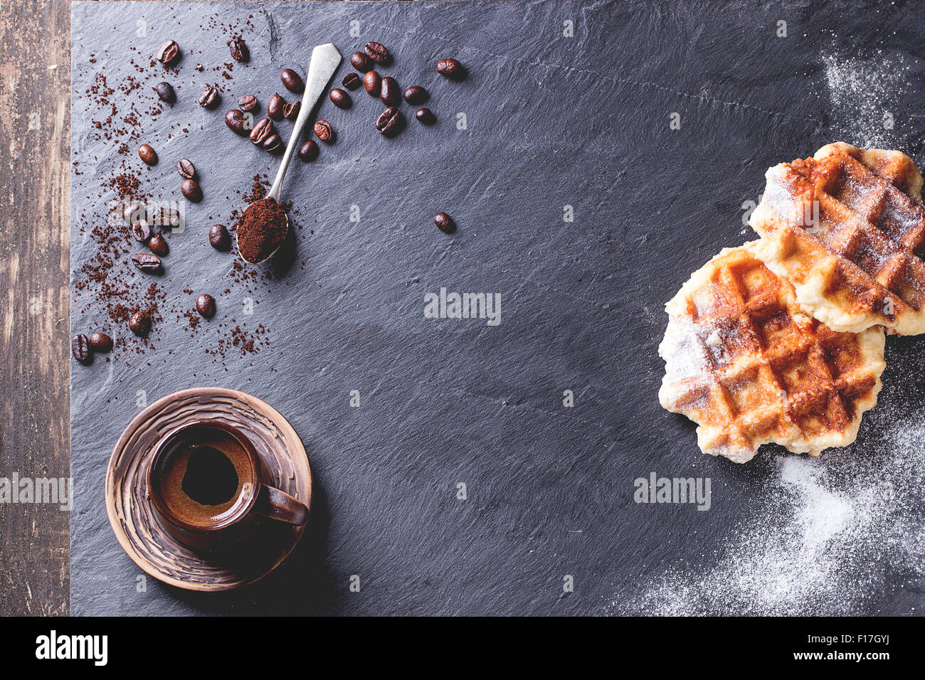 Belgian waffles and coffee Stock Photo - Alamy