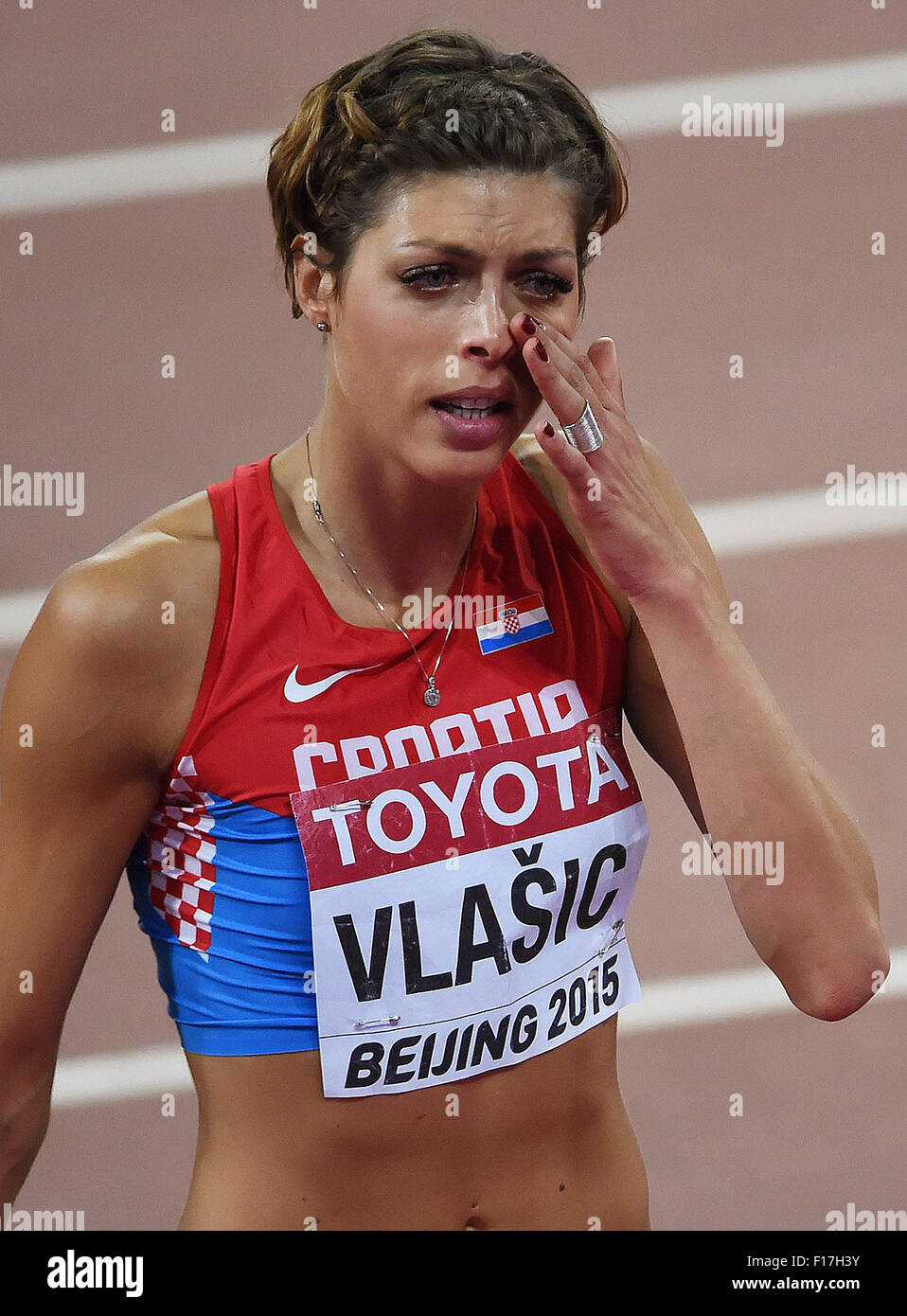 Beijing, China. 29th Aug, 2015. Blanka Vlasic of Croatia reacts during ...