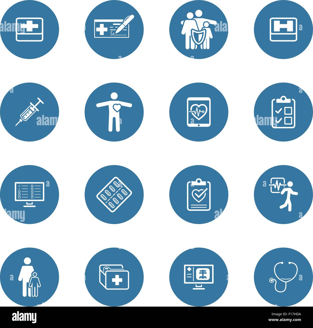 Medical and Health Care Icons Set. Flat Design. Isolated Stock Vector ...