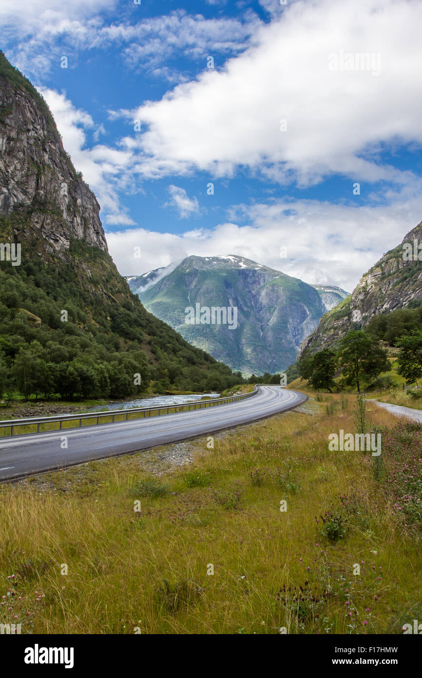 E16 road passing through Laerdal in Norway Stock Photo - Alamy