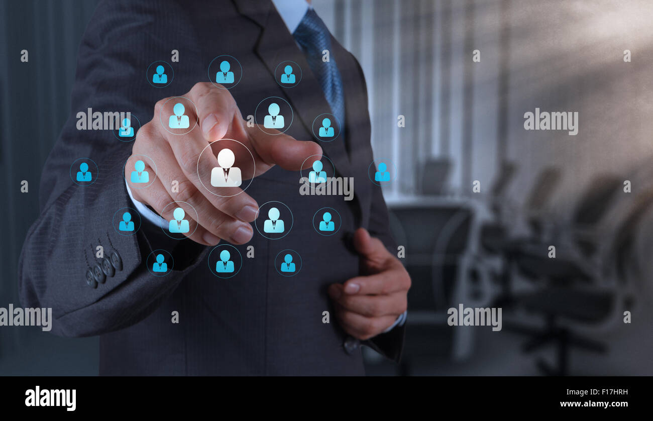 businessman working with new modern computer show social network ...
