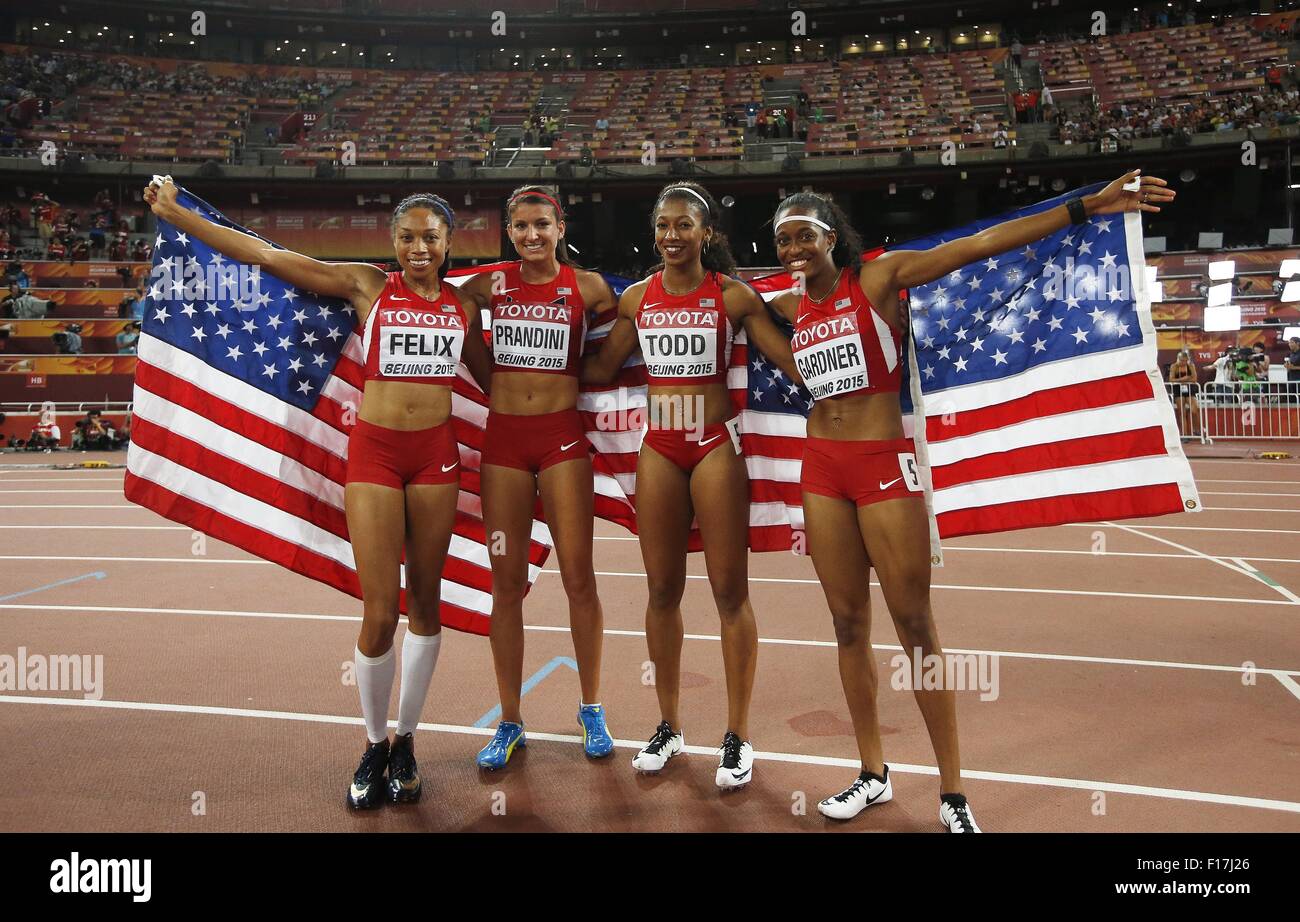 Beijing China 29th Aug 2015 From L To R Allyson Felix Jenna