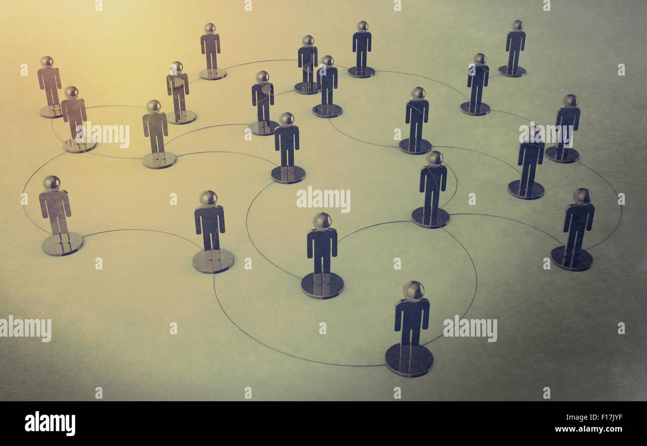 social network human 3d on world map as vintage style concept Stock ...