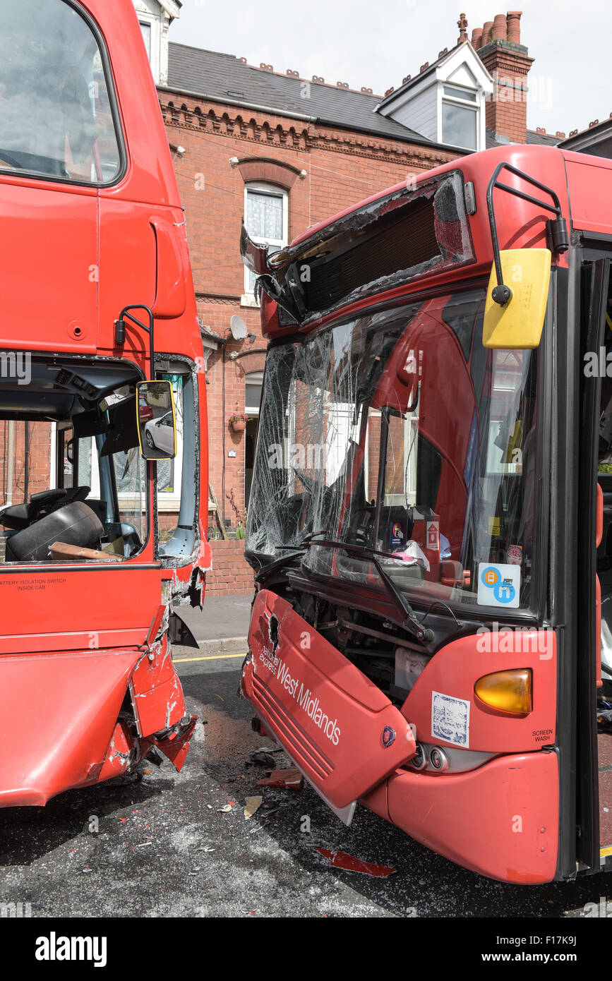 Birmingham, UK. 29th Aug, 2015. The damaged buses on Addison Road in ...