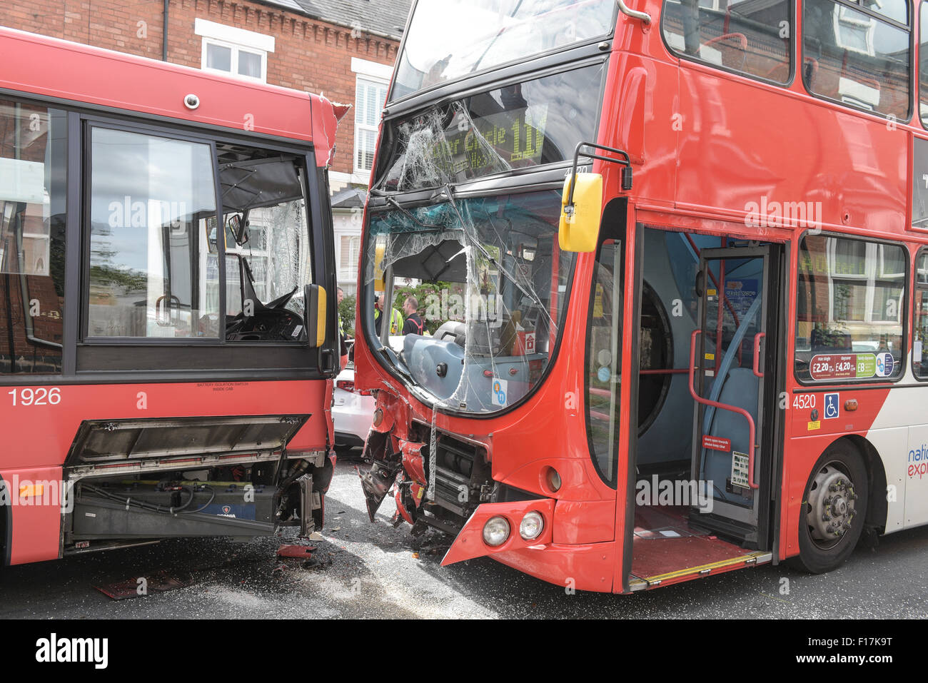 Birmingham, UK. 29th Aug, 2015. The damaged buses on Addison Road in ...