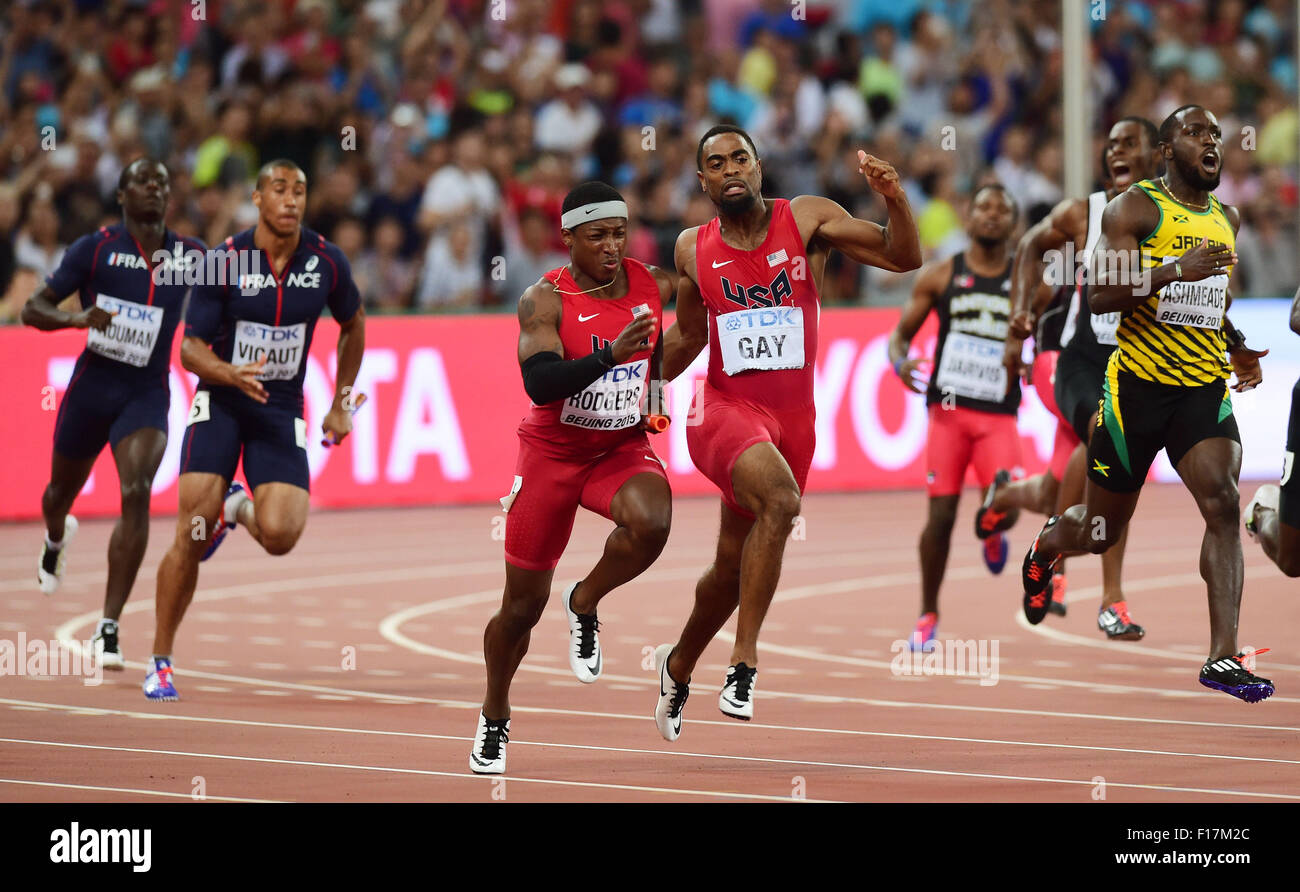 Beijing, China. 29th Aug, 2015. Mike Rodgers (3rd L) of the United ...