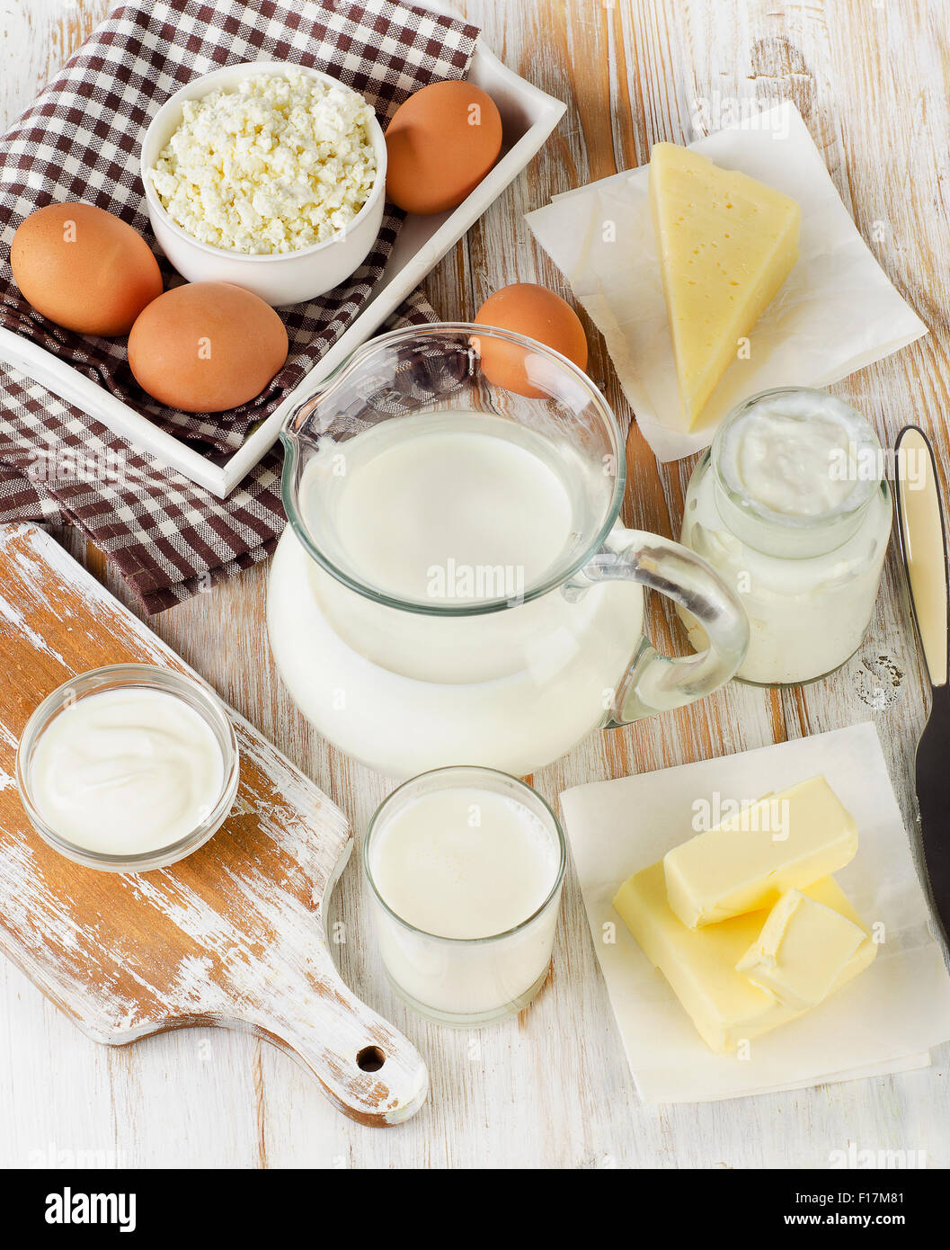 Dairy products top view hi-res stock photography and images - Alamy