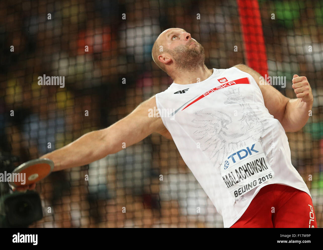 Beijing, China. 29th Aug, 2015. Piotr Malachowski of Poland competes in ...