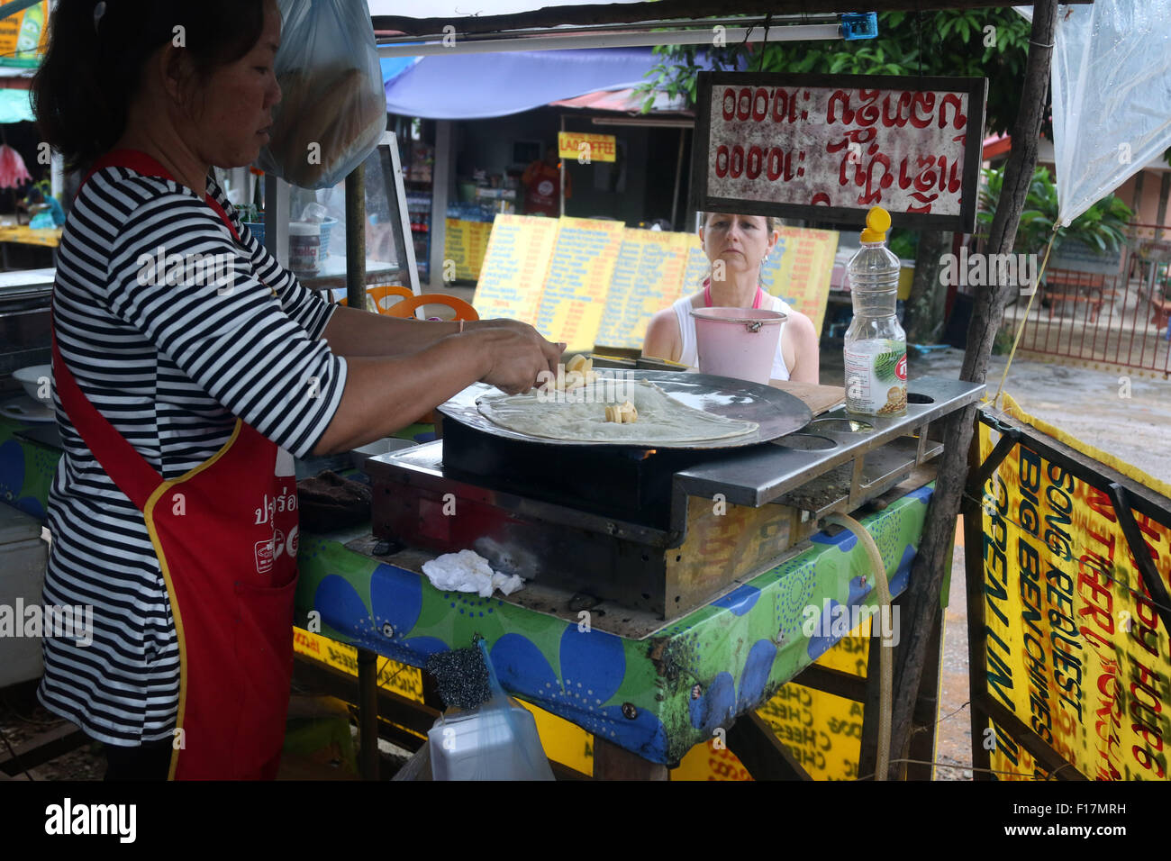 Street food crepe pancake banana cooking selling Stock Photo - Alamy