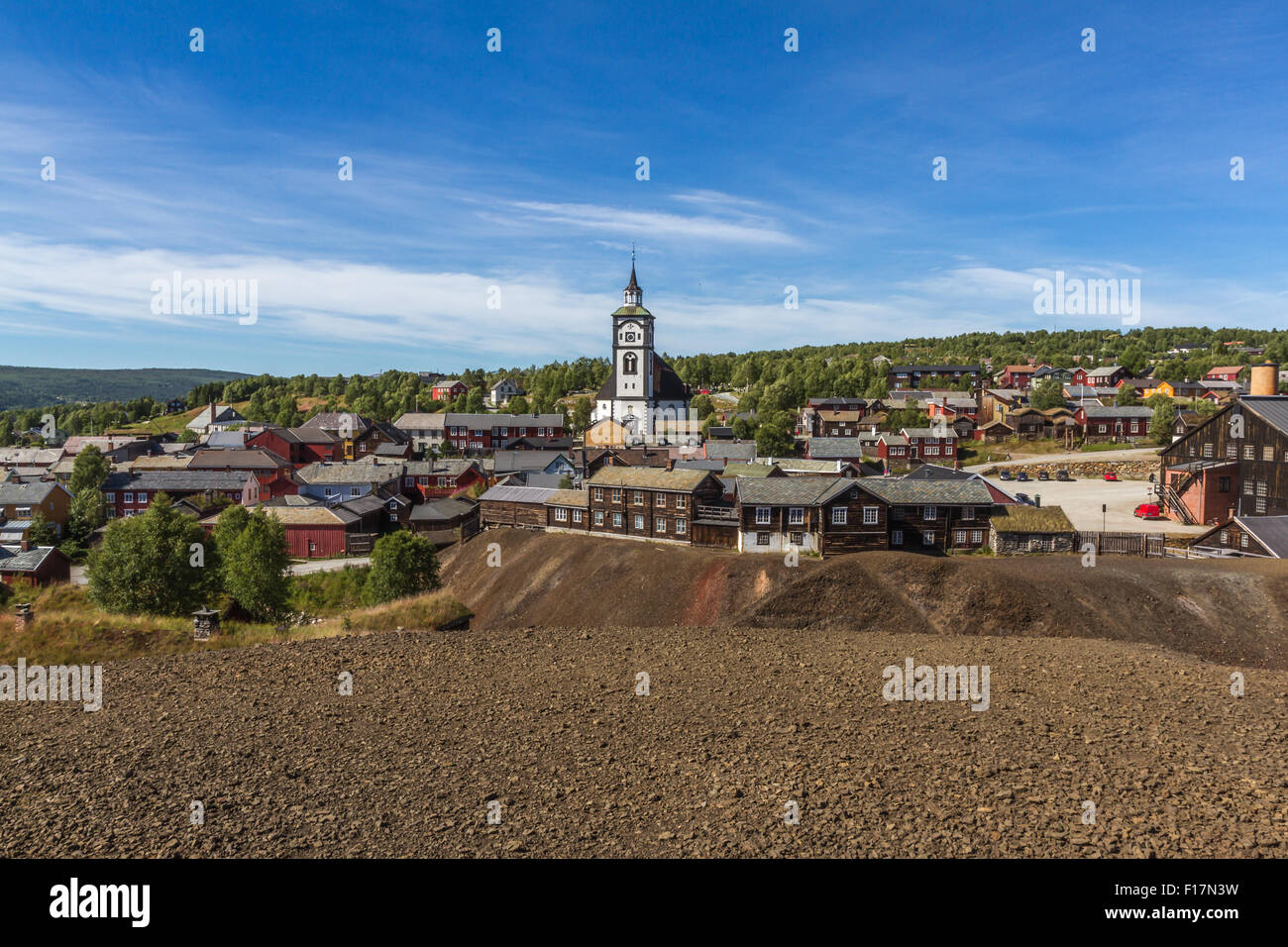 A view of Roros, Røros, church across the old town, Norway Stock Photo ...