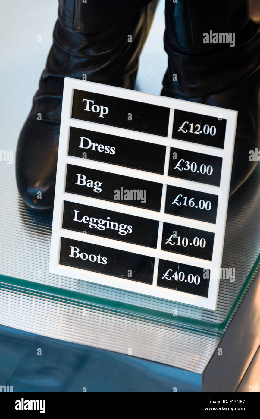 Prices in a store window Stock Photo - Alamy