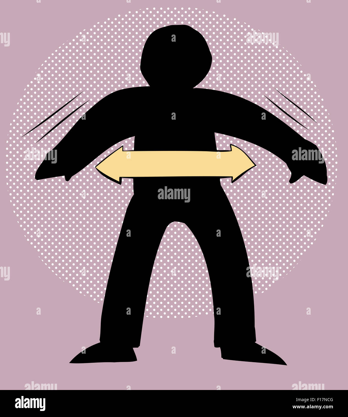 Diagram of backlit person wobbling with arrows over purple Stock Photo ...