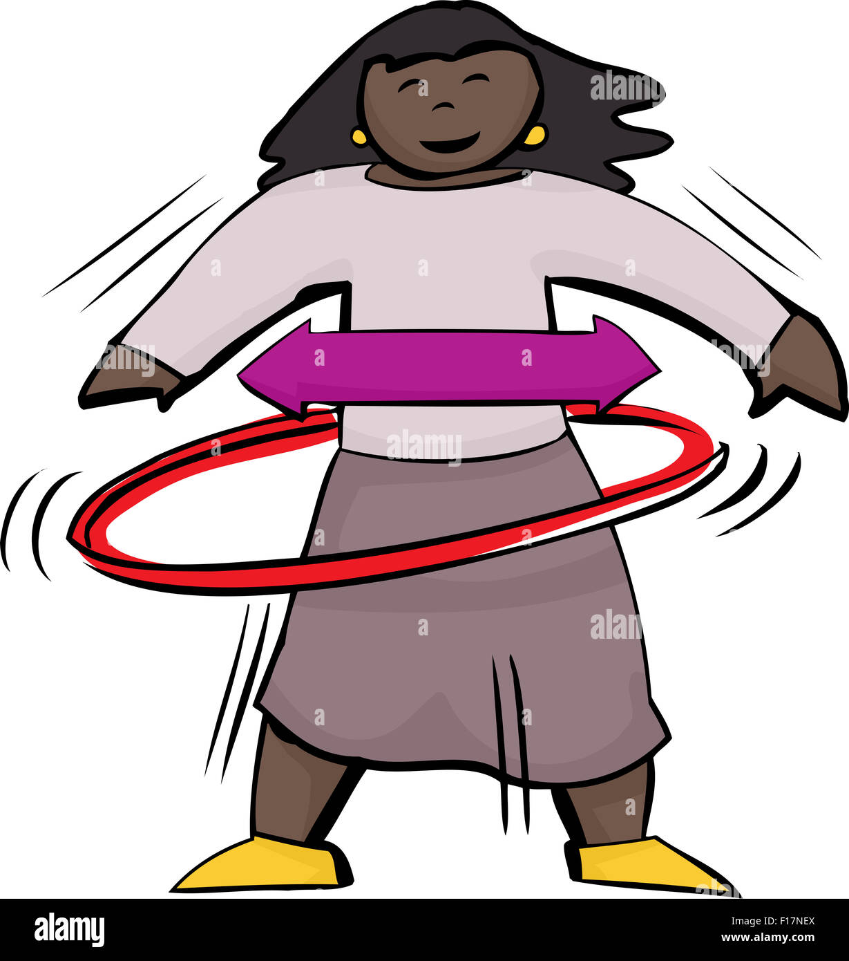 Isolated cute girl using a red hula hoop Stock Photo - Alamy