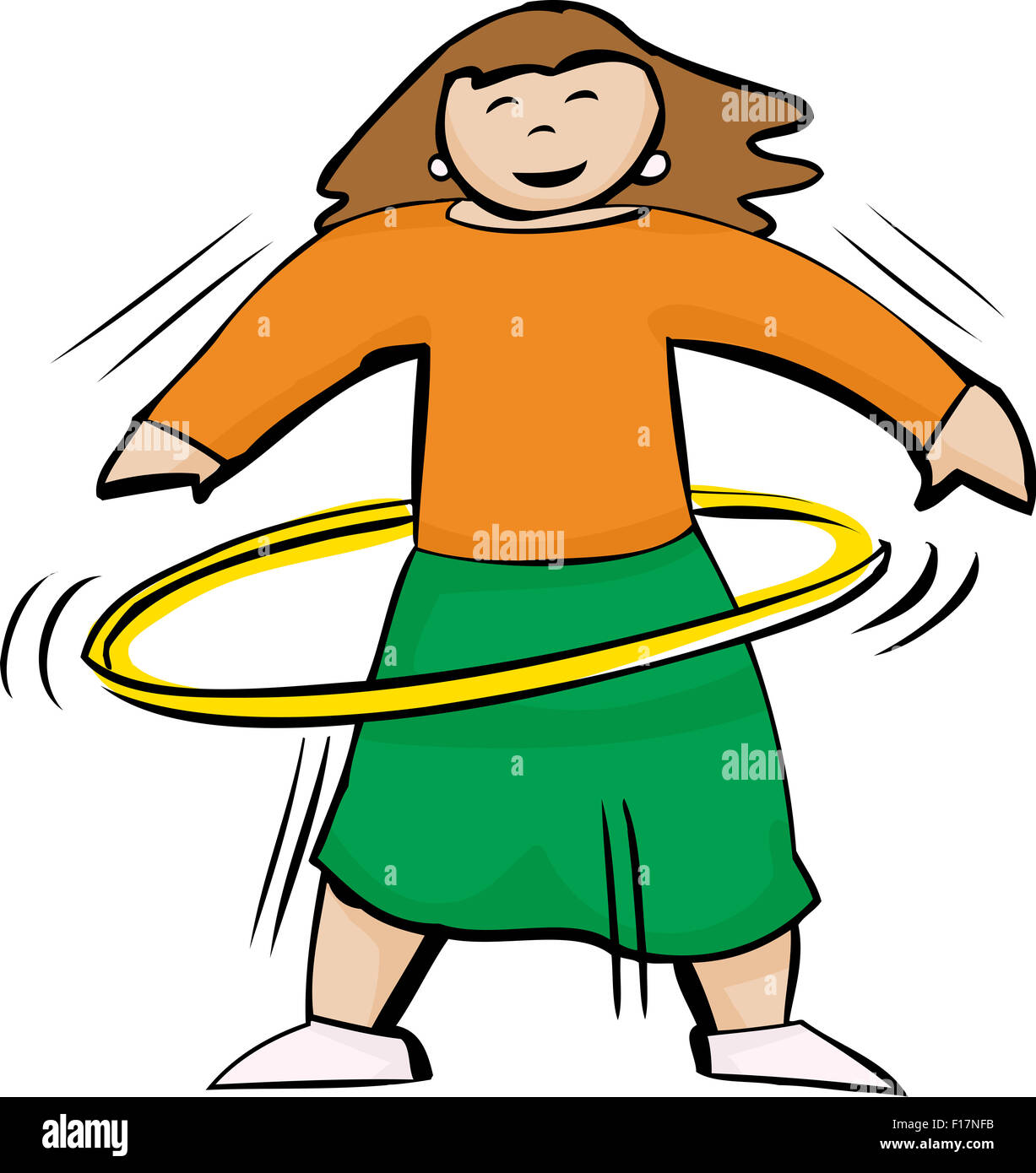 Fit and active woman using a yellow hula hoop Stock Photo - Alamy