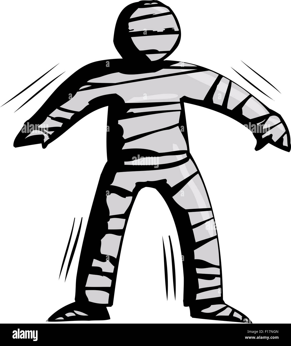 Hand drawn cartoon of stiff mummy trying to walk Stock Photo - Alamy