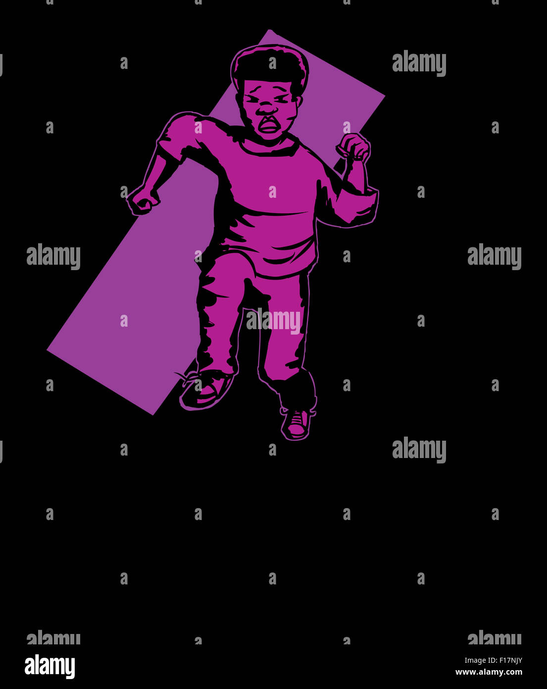 Illustration of shocked running child in dark corridor Stock Photo - Alamy