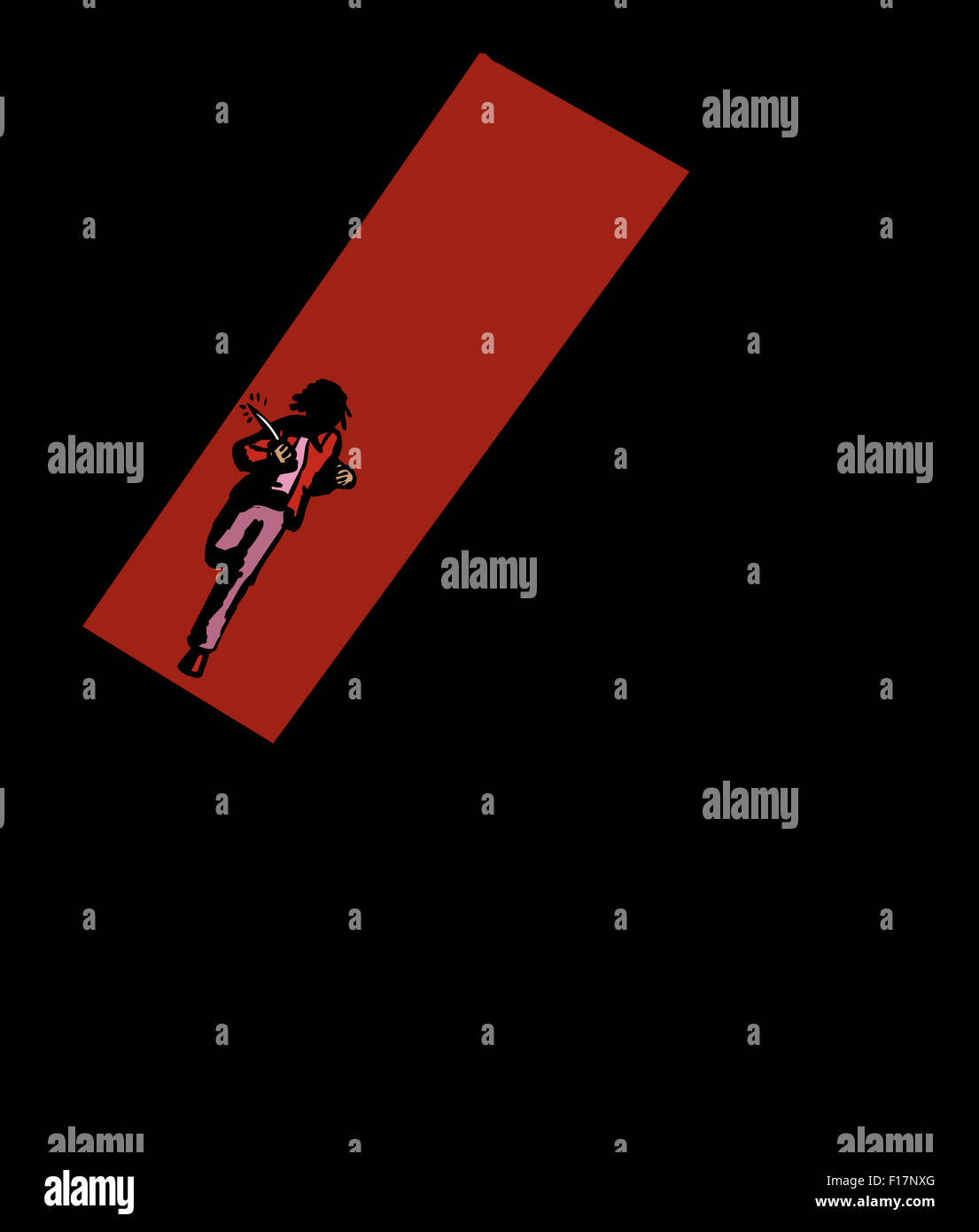 Running man with dagger inside dark hallway Stock Photo - Alamy