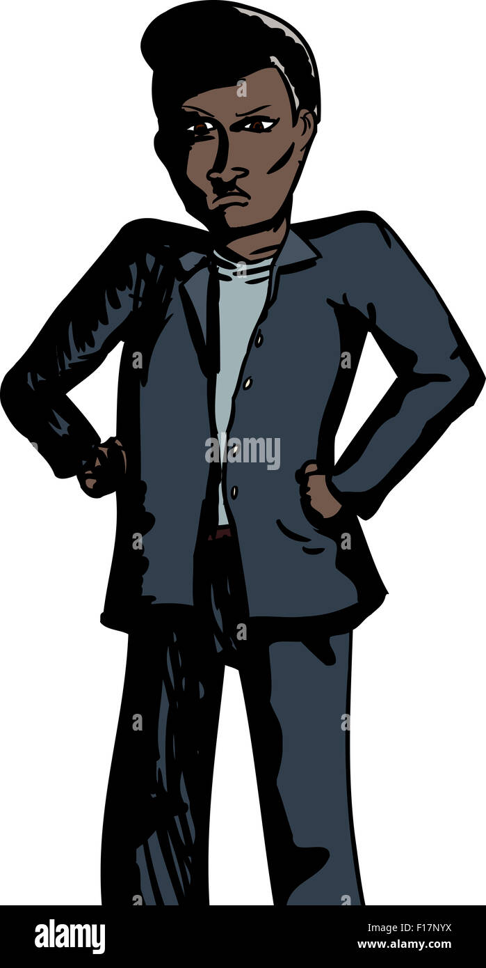 Cartoon of angry man with hands on hips Stock Photo - Alamy