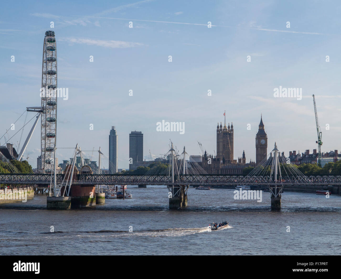 A view of the Houses of Parliament and the London Eye from Waterloo ...