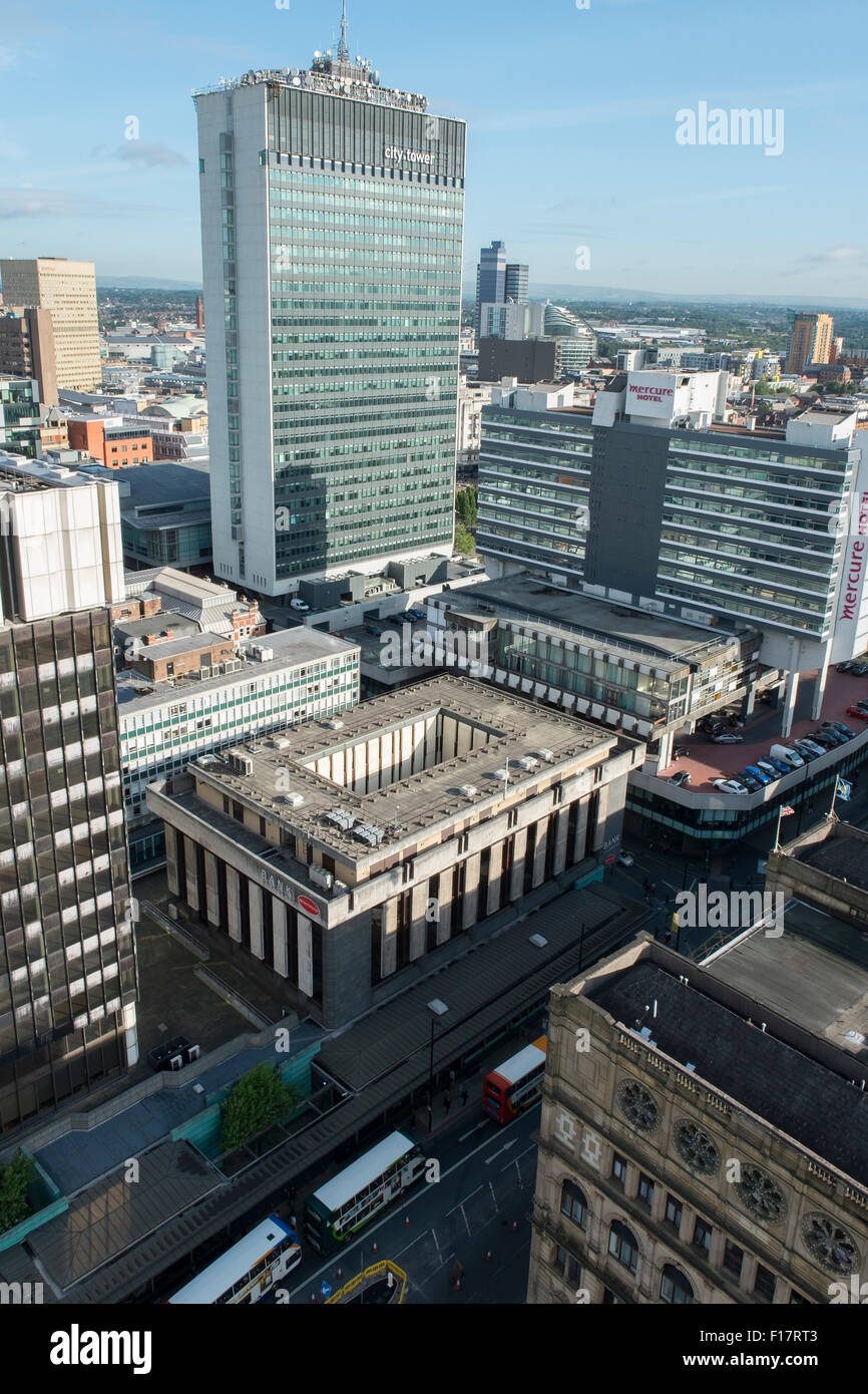 High viewpoint above Portland Street Manchester City Centre and the ...