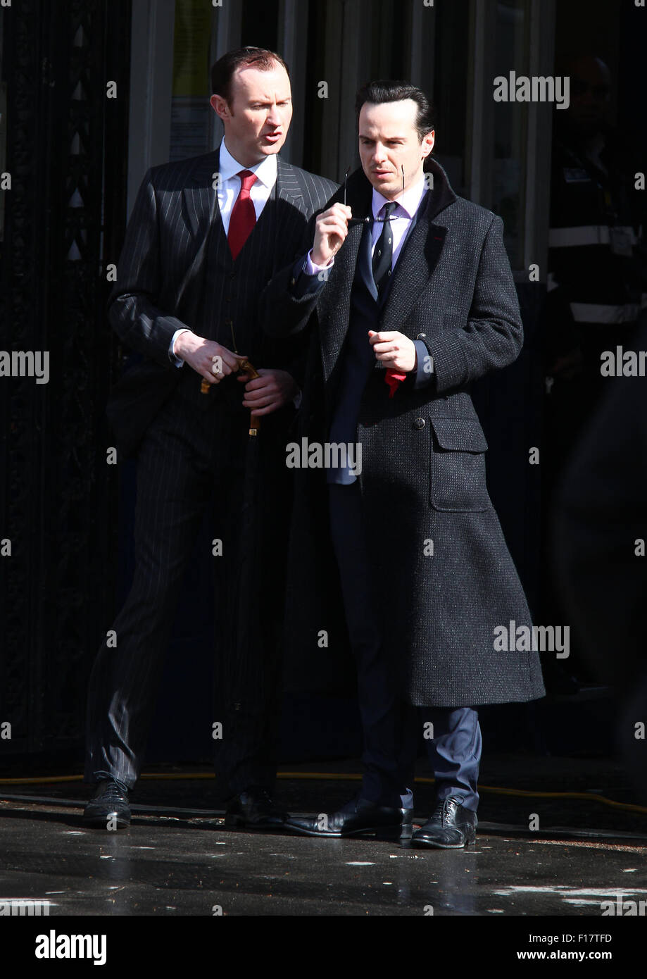 Sherlock filming scenes on location in london hi-res stock photography ...