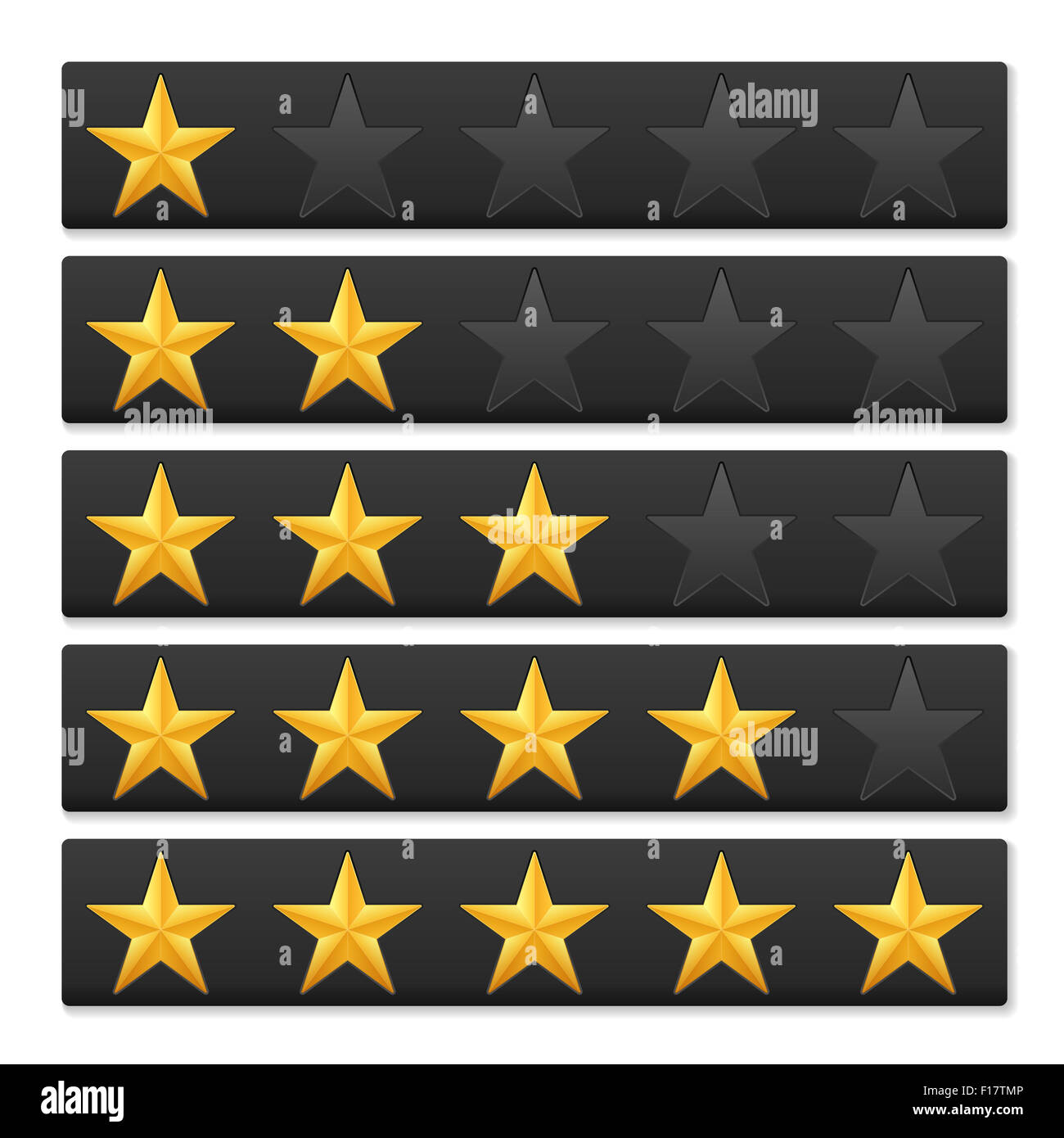 Golden stars rating on a white background Stock Photo - Alamy
