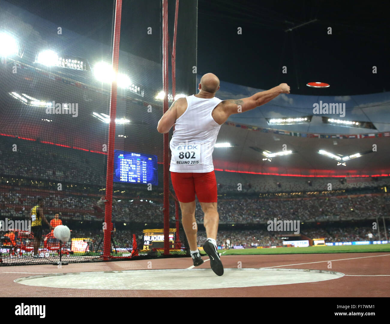 Beijing, China. 29th Aug, 2015. Piotr Malachowski of Poland competes in ...