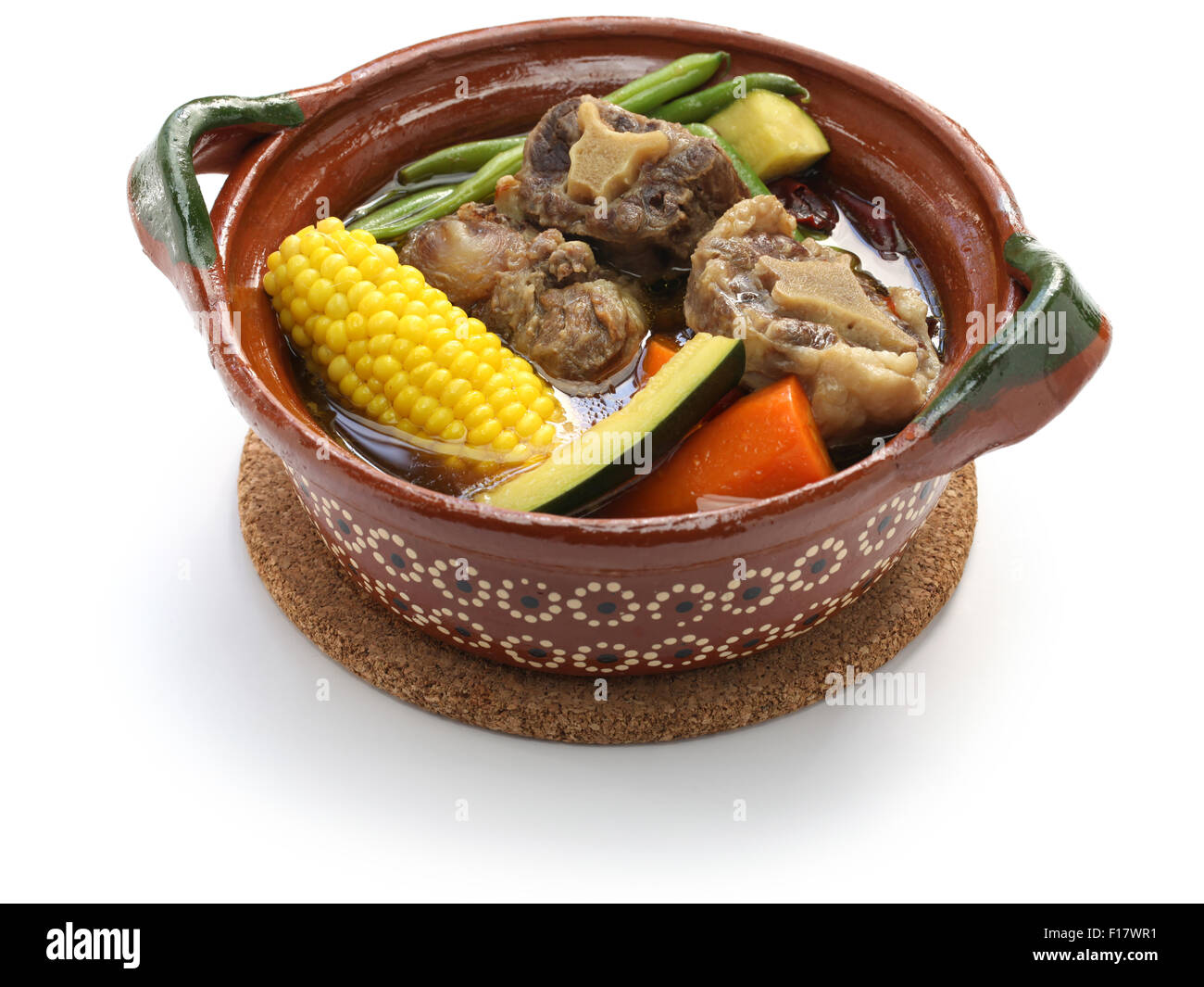 mole de olla, mexican spicy beef and vegetable stew isolated on white ...