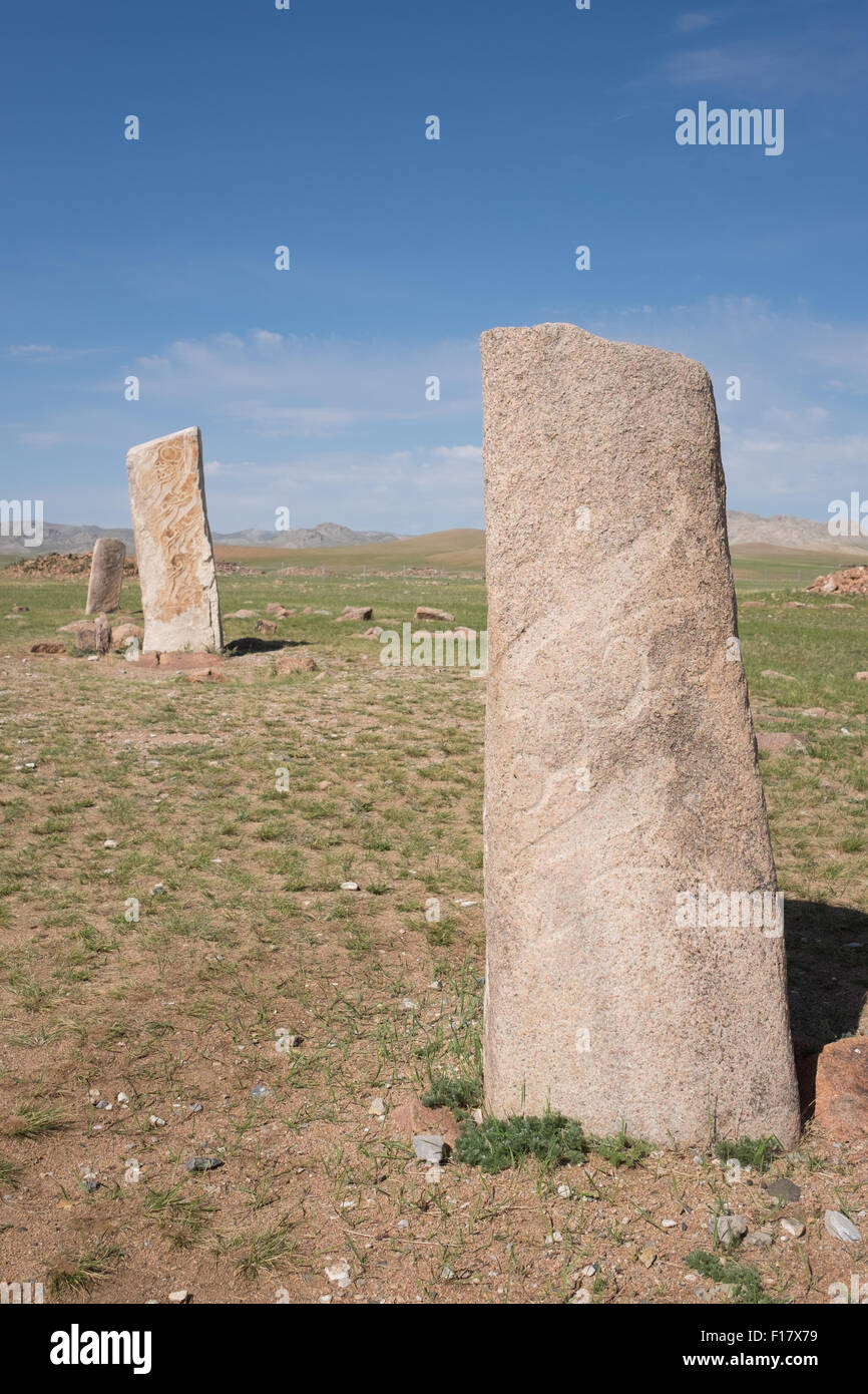 Deer Stones (Reindeer Stones) near the provincial capital city of Murun ...