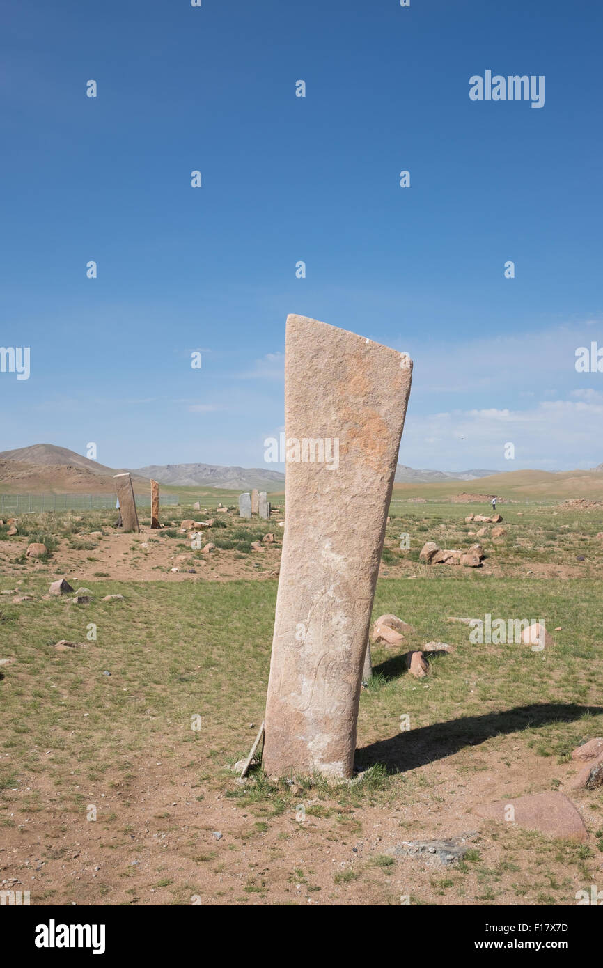 Deer Stones (Reindeer Stones) near the provincial capital city of Murun ...