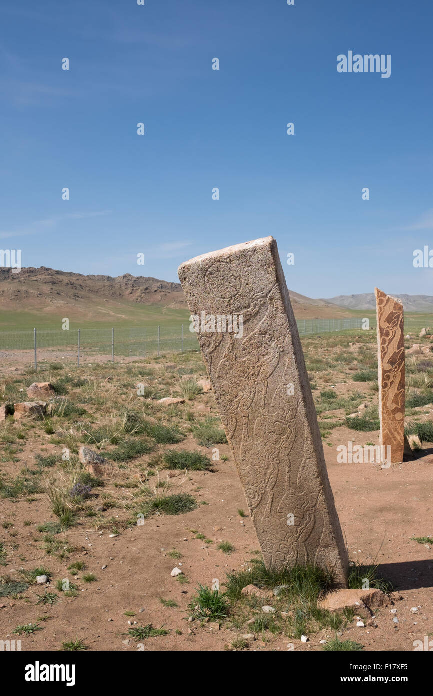 Deer Stones (Reindeer Stones) near the provincial capital city of Murun ...