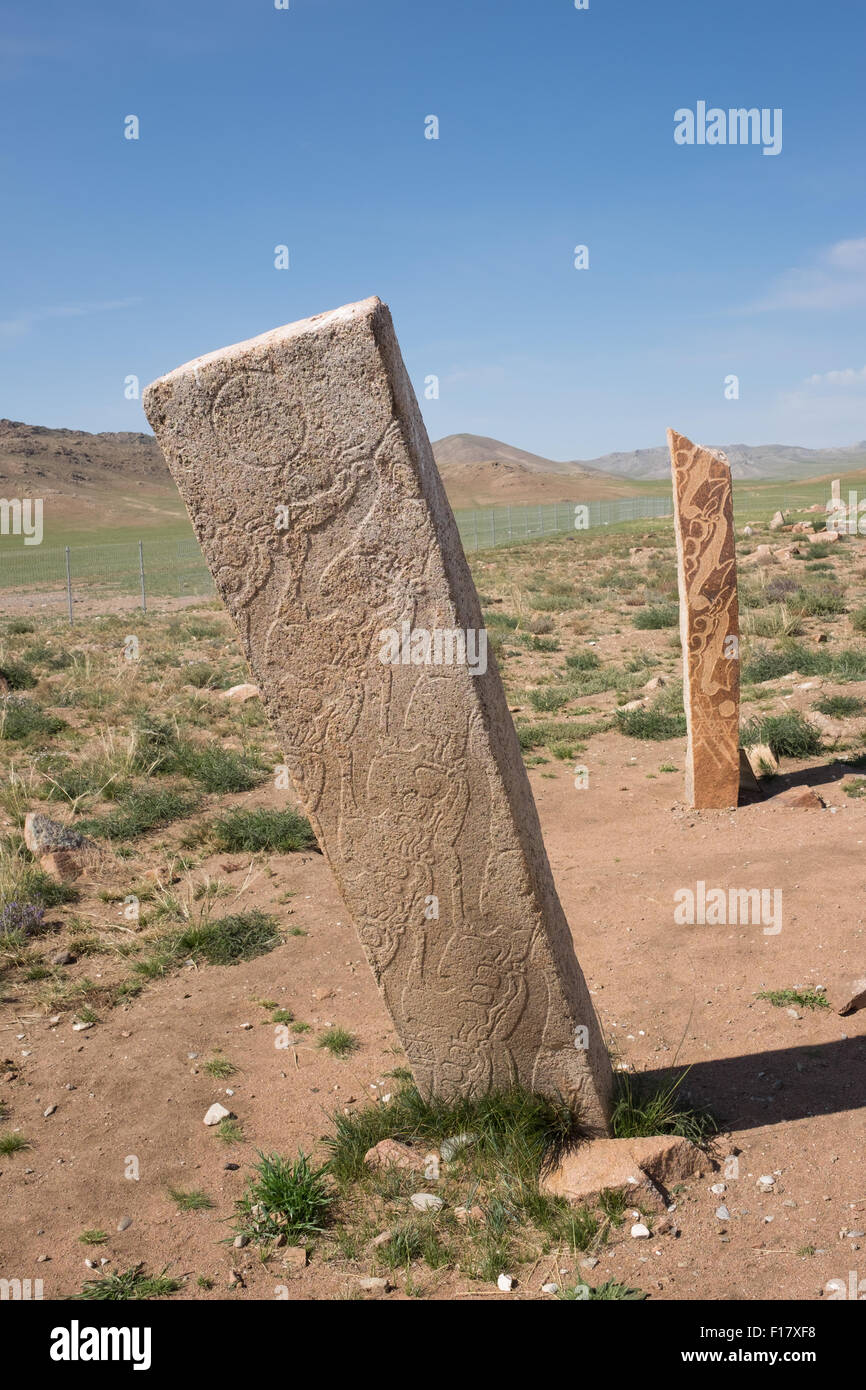 Deer Stones (Reindeer Stones) near the provincial capital city of Murun ...