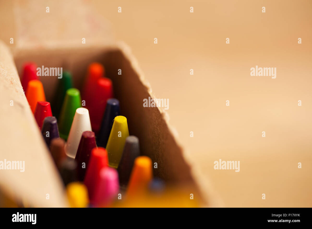 Box of multicolored wax crayons Stock Photo - Alamy