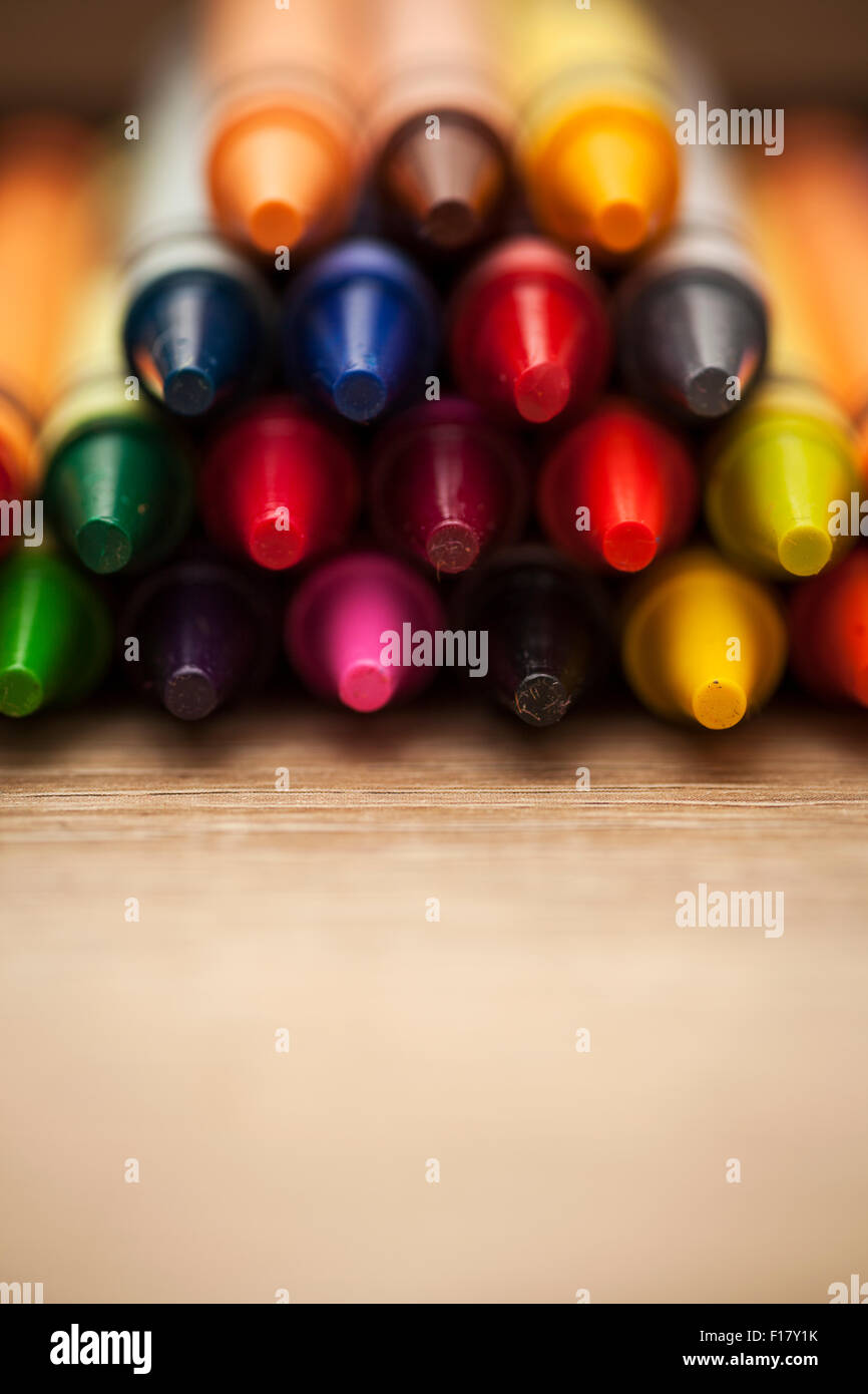Stack of multicolored wax crayons Stock Photo - Alamy
