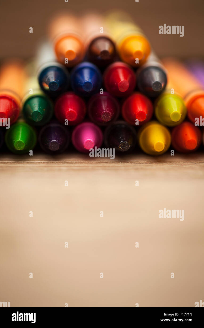 Stack of multicolored wax crayons Stock Photo - Alamy