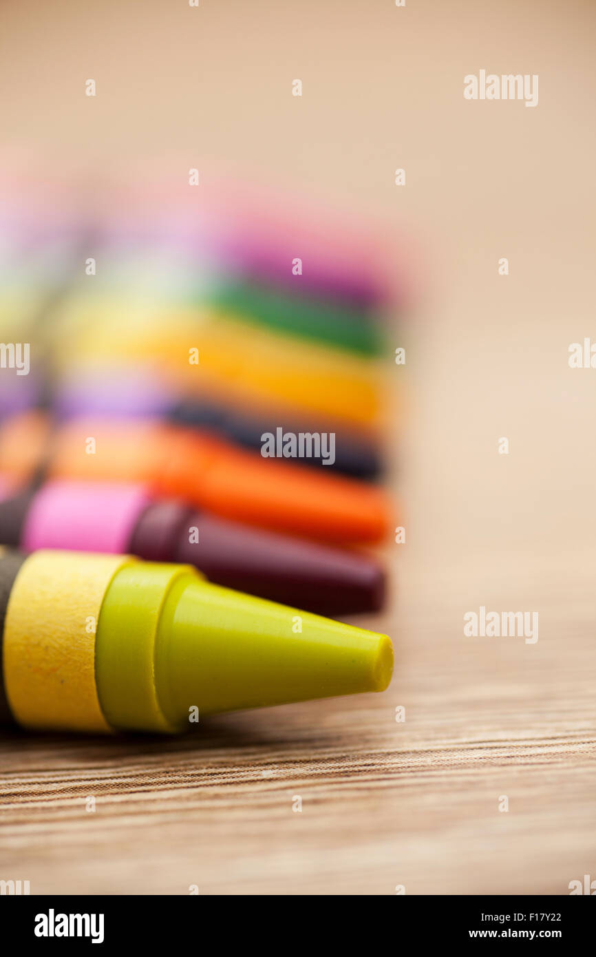 Line of multicolored wax crayons Stock Photo - Alamy