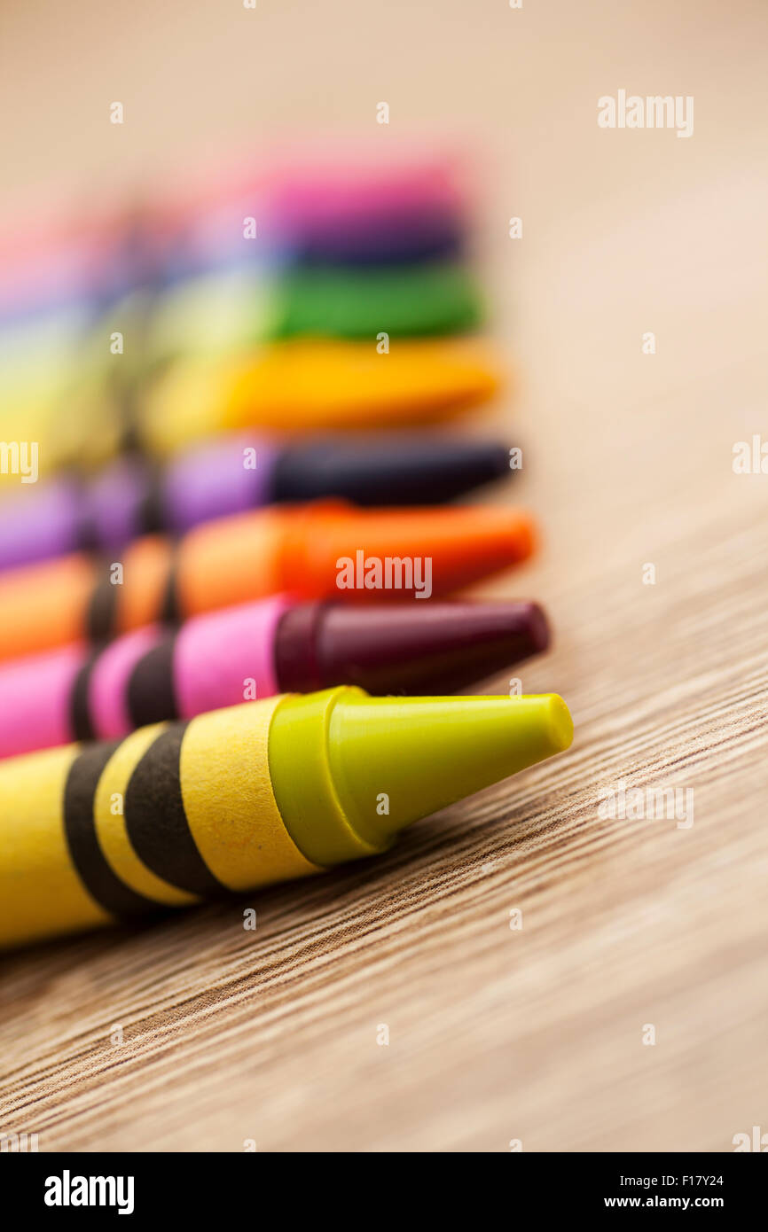 Line of multicolored wax crayons Stock Photo - Alamy