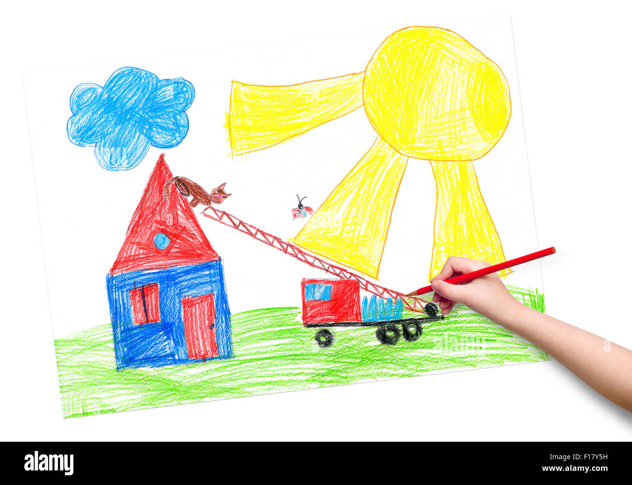 child hand with pencil drawing picture Stock Photo - Alamy