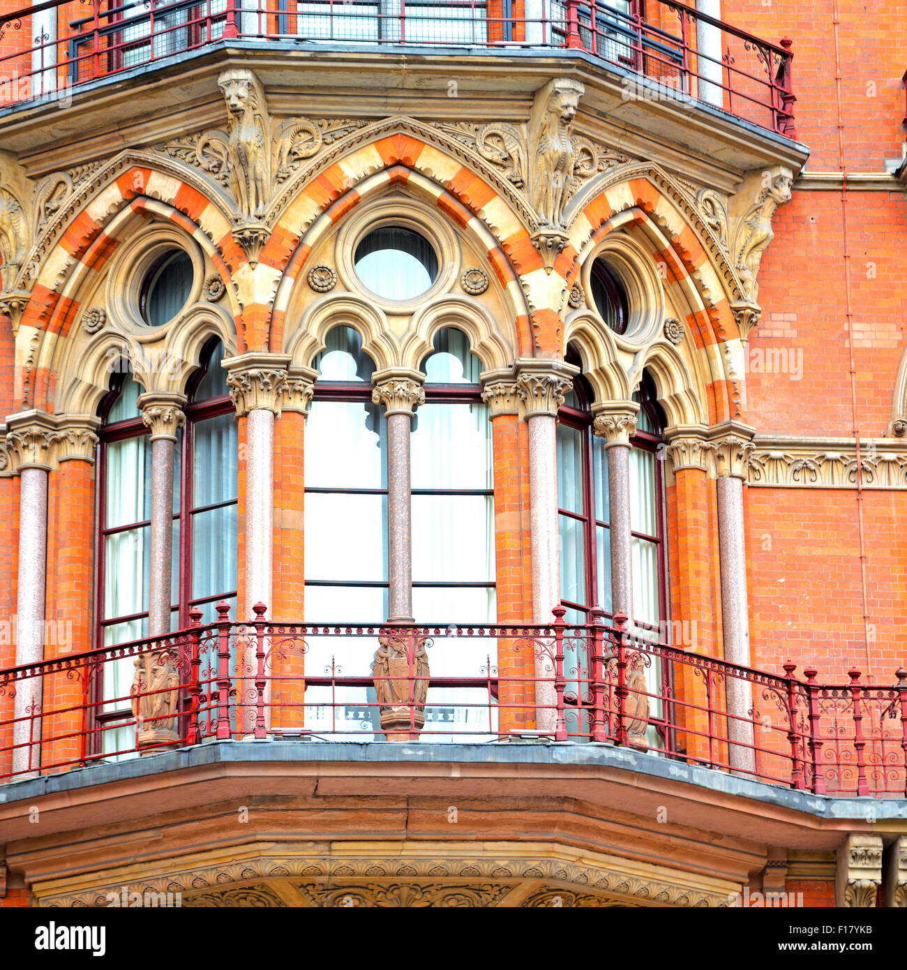 old architecture in london england windows and brick exterior wall ...