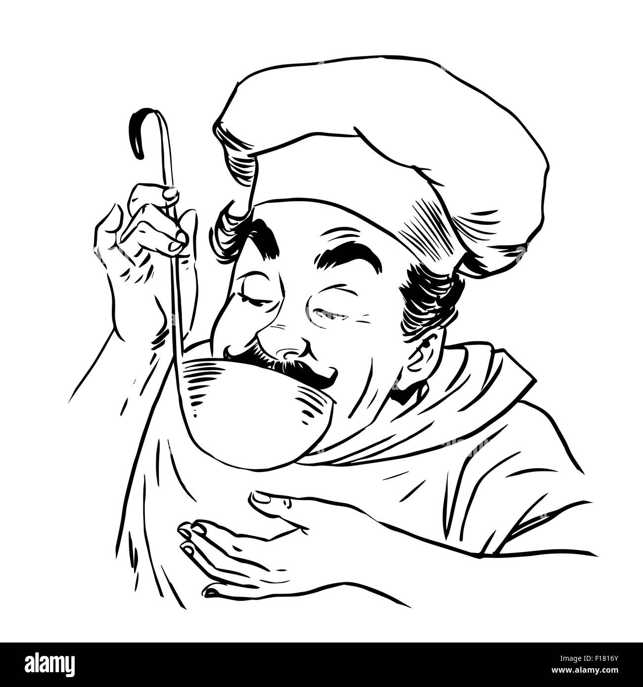 chef tastes food line art Stock Vector Image & Art - Alamy